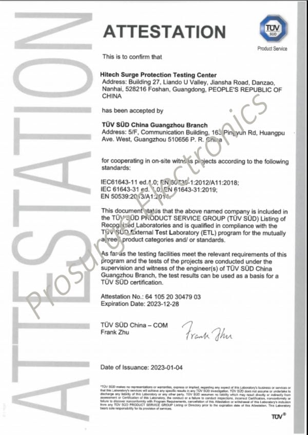 TUV external test laboratory - Prosurge